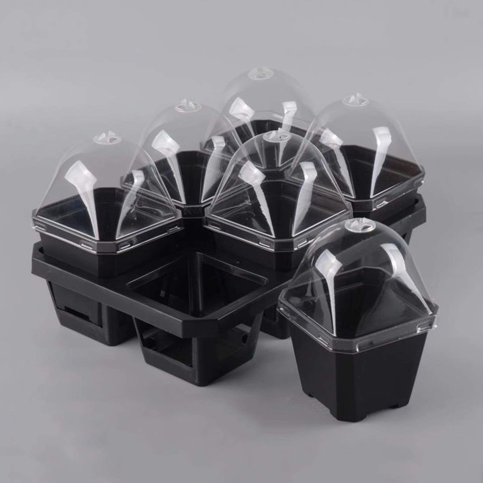 Brave Tour 10 Sets 4 inch Plant Nursery Pots with Humidity Dome, Planting Pots Seedling Trays with Plastic Dome,Plant Container Cups with Vented Domes and Drain Holes