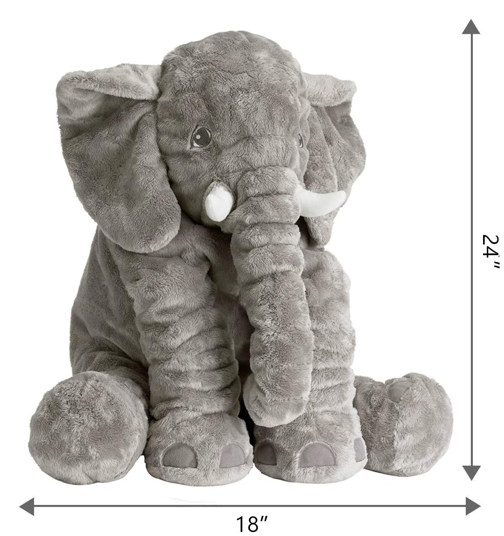 Tuko Large 24-Inch Grey Elephant Stuffed Animal Toy Figure