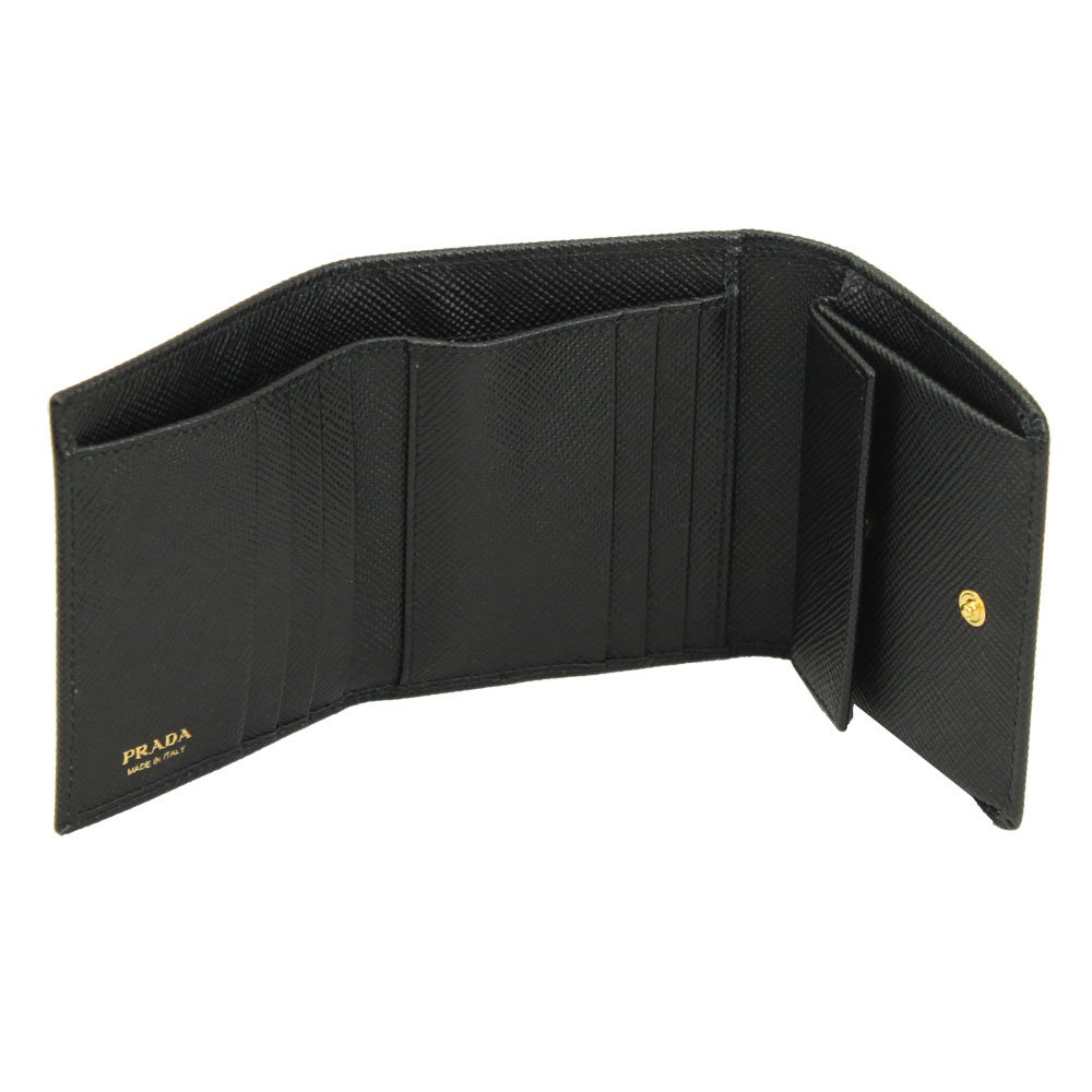 Prada Black Saffiano Leather Tri-fold Wallet 1MH176 Nero