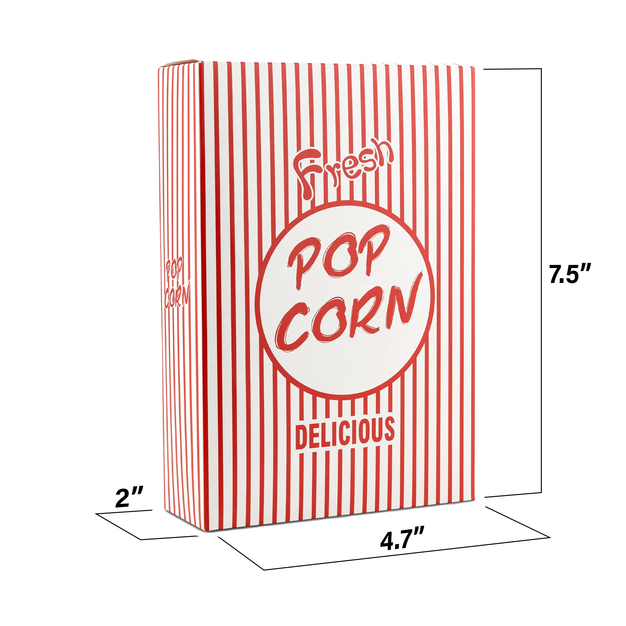 MT Products Popcorn Boxes for Party or Movie Night - 1.25 oz. (Pack of 50) - #3 Popcorn Buckets With Close Top