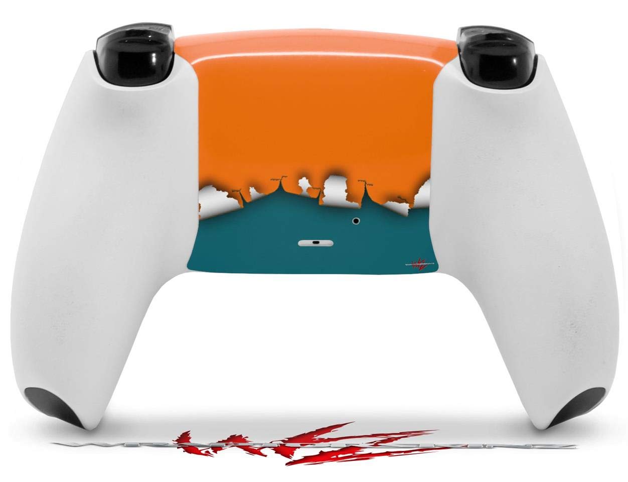 WraptorSkinz Skin Wrap compatible with Sony PS5 DualSense Controller Ripped Colors Orange Seafoam Green (CONTROLLER NOT INCLUDED)