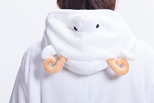 Sheep Kigurumi Cosplay Halloween Romper Soft Cozy Jumpsuit Costume L White
