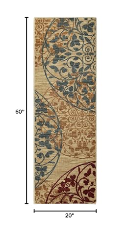 Mohawk Home Soho Medallones Garden Ornamental Runner Area Rug, 1'8"x5', Beige