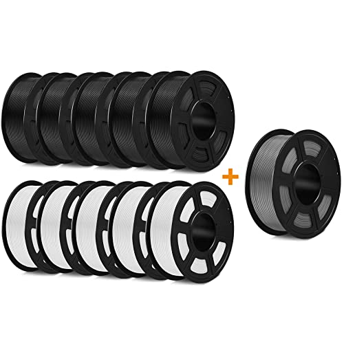 SUNLU PLA+ Filament 1.75mm 10KG PLA Plus 3D Printing Filament for 3D Printer & 3D Pens Tolerance Accuracy +/- 0.02 mm, 11x1KG (3 Colors)