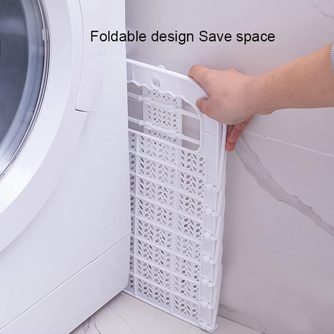 Hanging Laundry Basket - Foldable Dirty Clothes Hamper, Household Storage for Laundry, Vegetables, and Fruits (White, S)