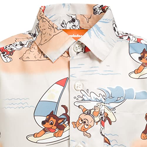 Paw Patrol Rubble Marshall Chase Little Boys Hawaiian Button Down Shirt Khaki 7-8