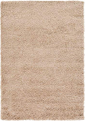 Unique Loom Solid Shag Collection Area Rug (4' 1" x 6' 1" Rectangle, Taupe)