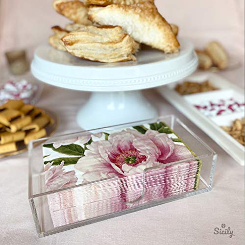 Sicily Guest Hand Towel Holder (5mm Acrylic) Multifold Paper Towel Dispenser (9.87”W x 4.75”D x 2.75”H) Hand Towel Napkin Holder for Bathroom and Kitchen Countertop - Bathroom Napkin Holder