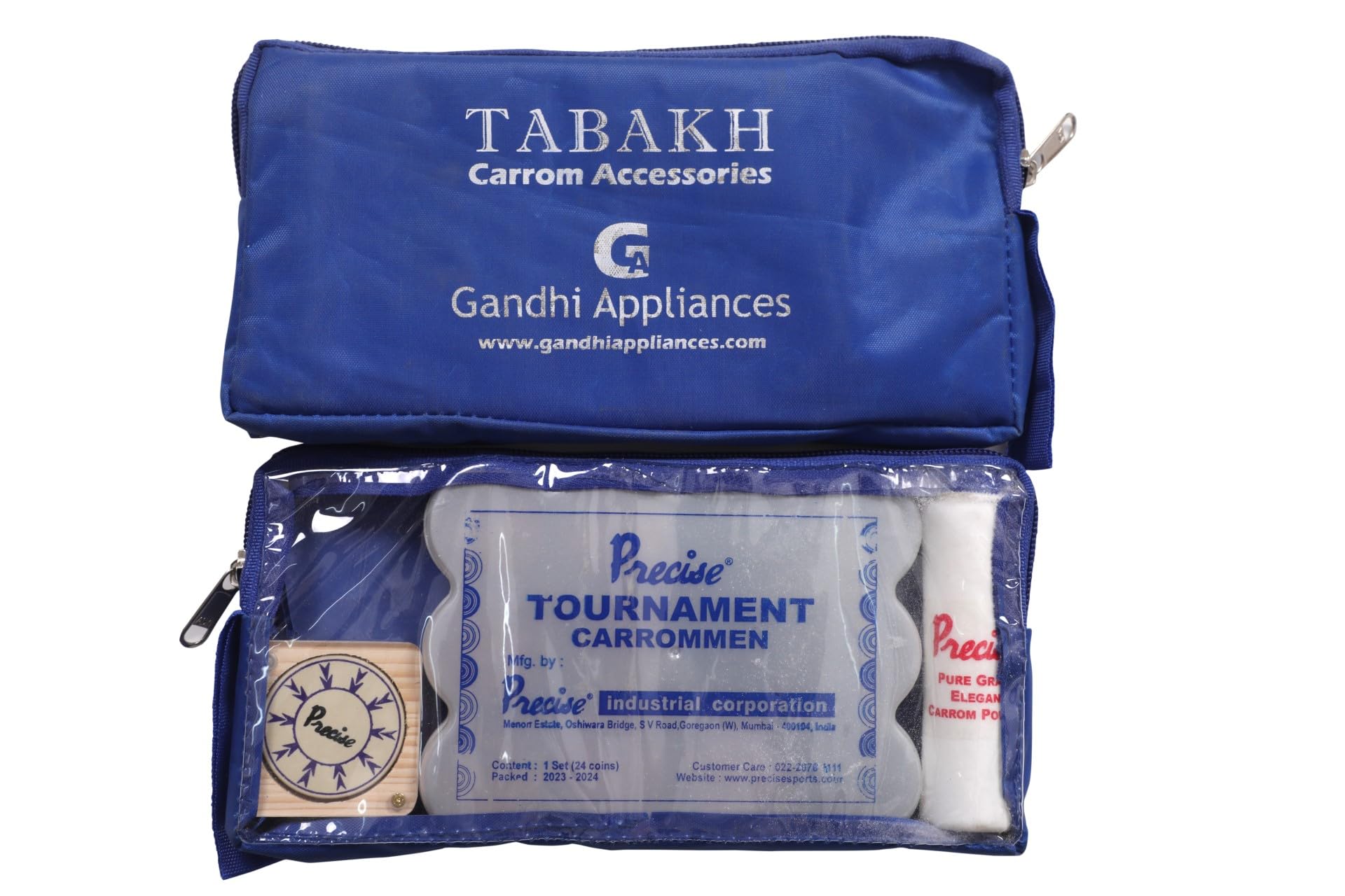 Precise Finest 12mm Carrom Board with Coins, Striker, and Powder by Tabakh, Black