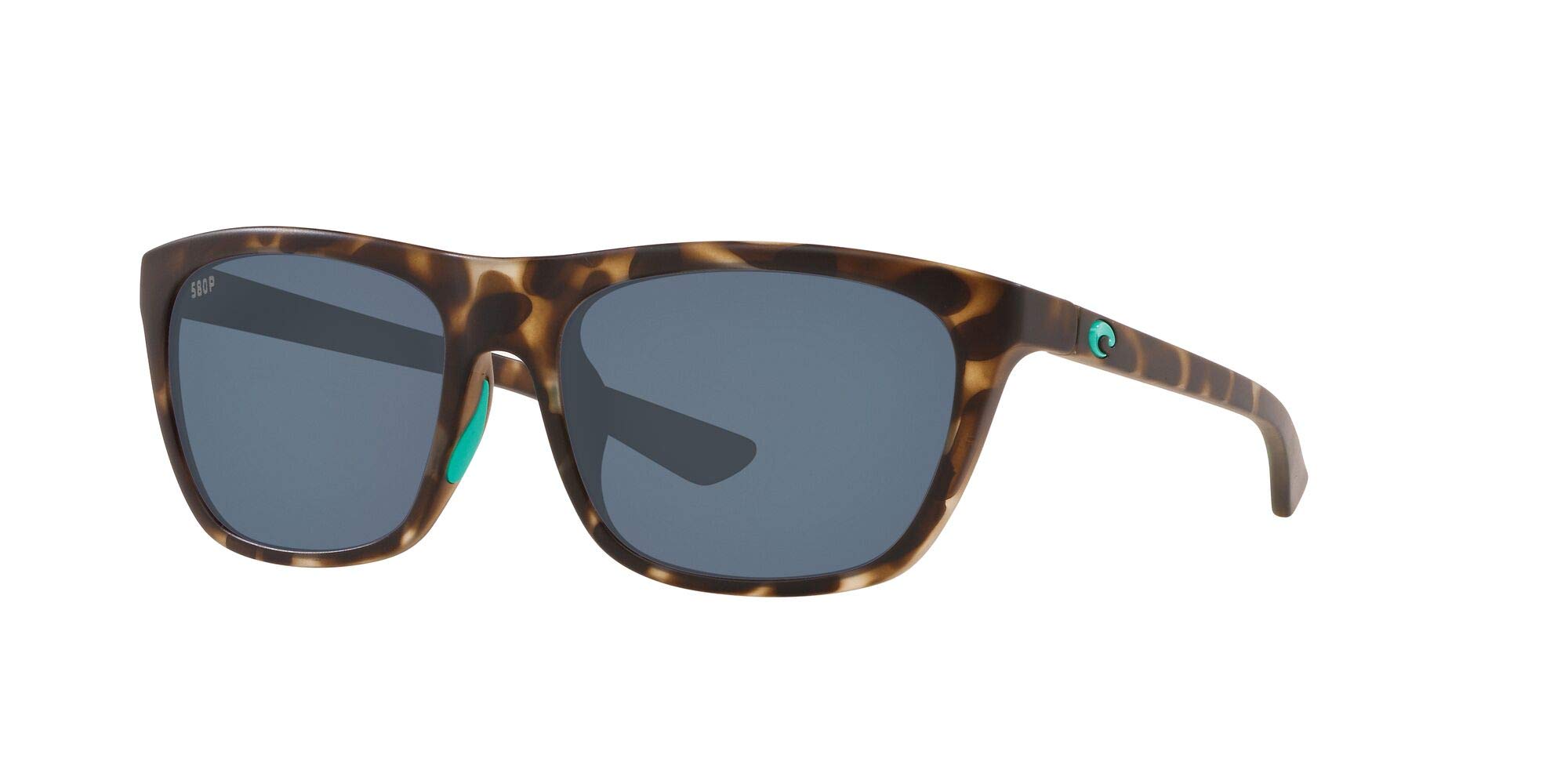 Costa Del Mar Womens Cheeca Square Sunglasses, Matte Shadow Tortoise/Grey Polarized-580P, 57 mm