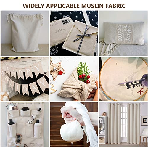 HOTGODEN Light Weight 100% Cotton Muslin Fabric: 63 inch x 2,5,10 Yards Unbleached Muslin Linen Fabric Material for Sewing Material Apparel Cloth