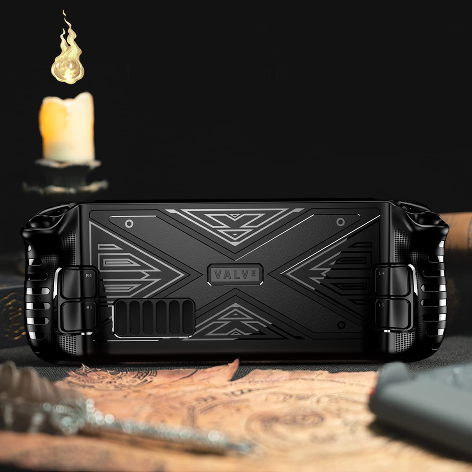 DLseego X Texture Steam Deck Protective Case Soft TPU Cover Shock-Absorption Anti-Scratch Shell Cool Durable Skin Ergonomics Non-Slip Grip - X Frosted Black