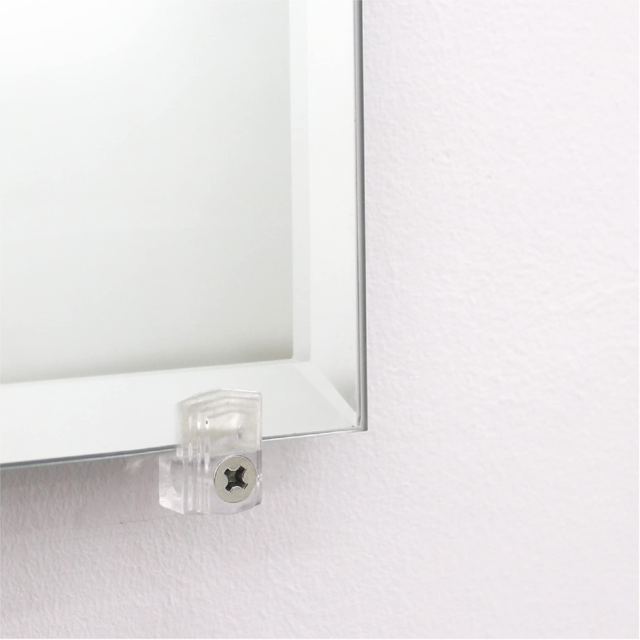 Clear Mirror Clips for Frameless Mirrors - Holds 1/4" Thick Glass - Pack of 20 Includes Anchors and Screws Kit