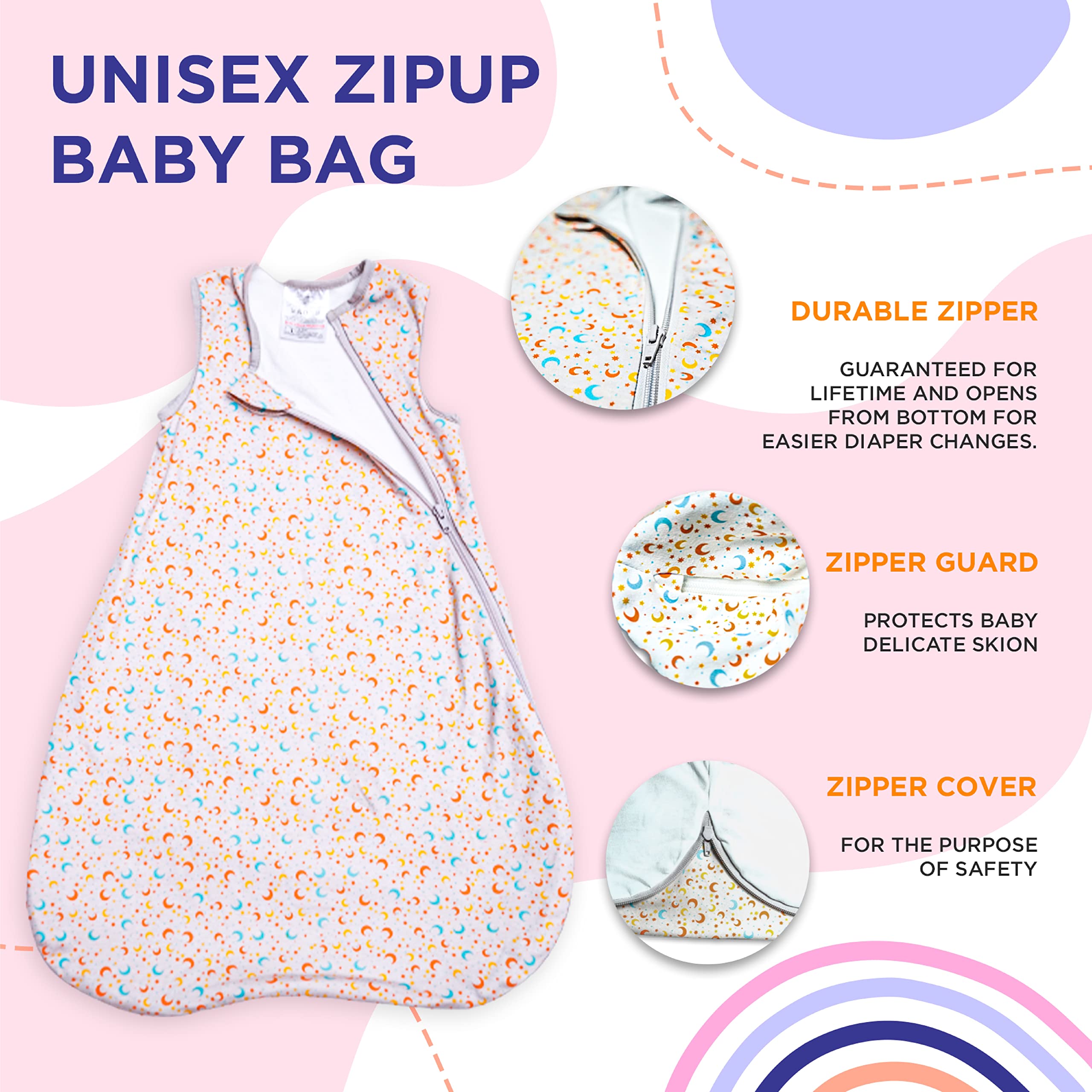 Premium Baby Sleep Sack with Baby BIB, 100% Cotton Toddler Sleeping Sack, Cute and Comfortable Baby Swaddle Sack has Adjustable Length for Infants and Toddlers (Grey, 6-15 Months)