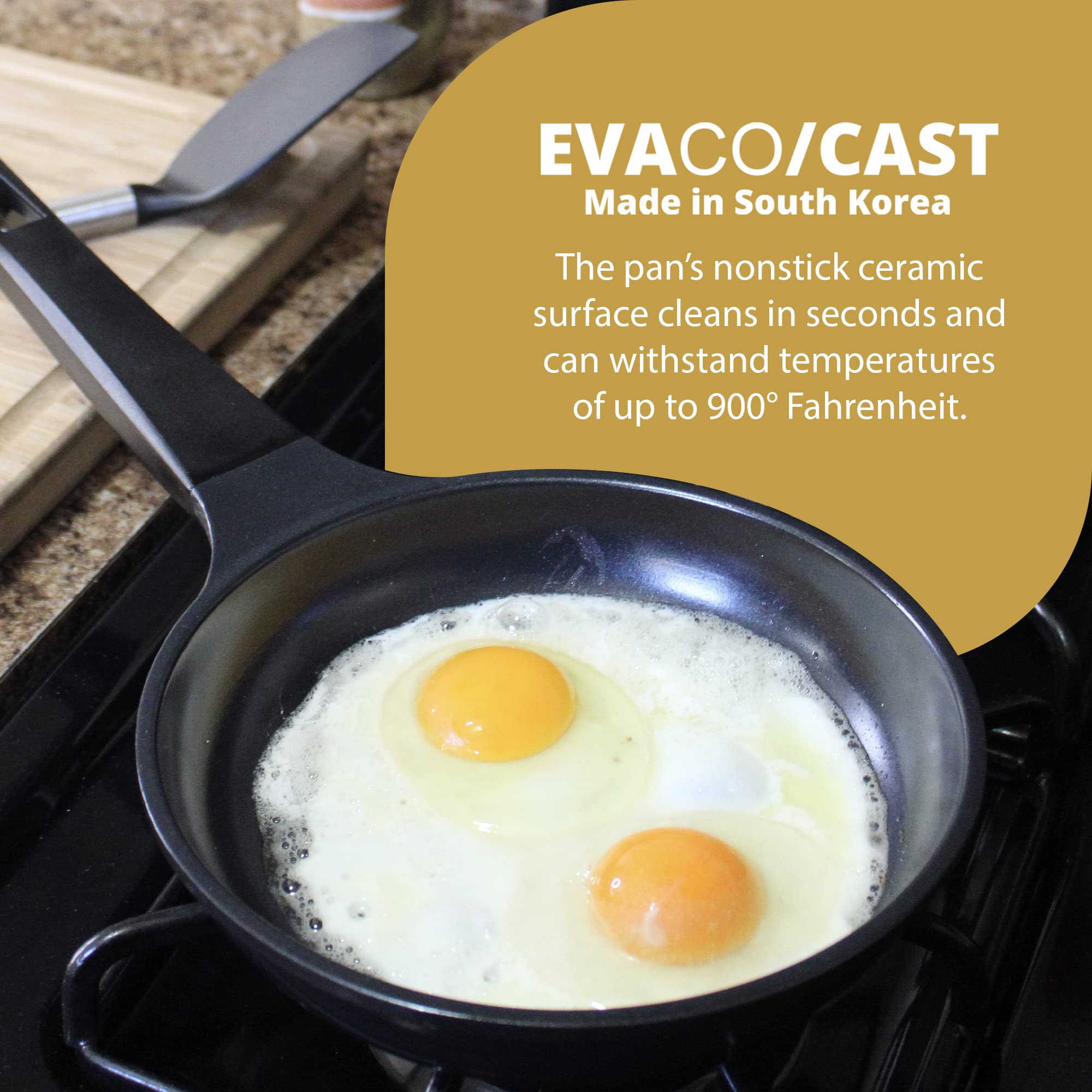 Evaco Cast Aluminum Non-Stick Omelet Pan 9.5" ES024-BIH, Induction Ready, Heat Conduction, Searing & Sautéing, 900°F Tolerance