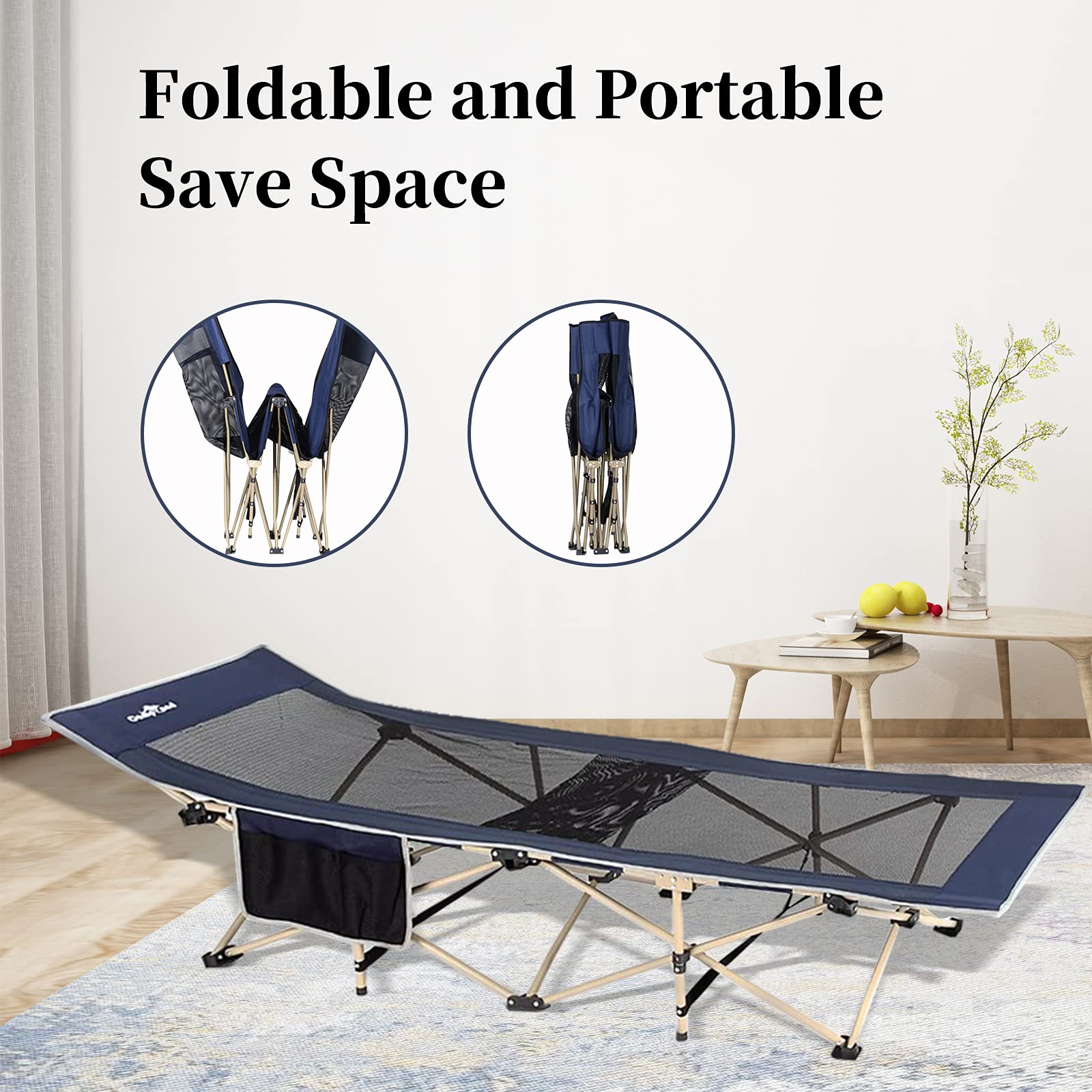 CampLand Folding Portable Camping Cot Sleeping Bed for Adults Kids Easy Set Up Cot Bed Office Bed for Travelling,Camping,Office Nap, Beach Vocation and Home Lounging,Support 661.38lbs