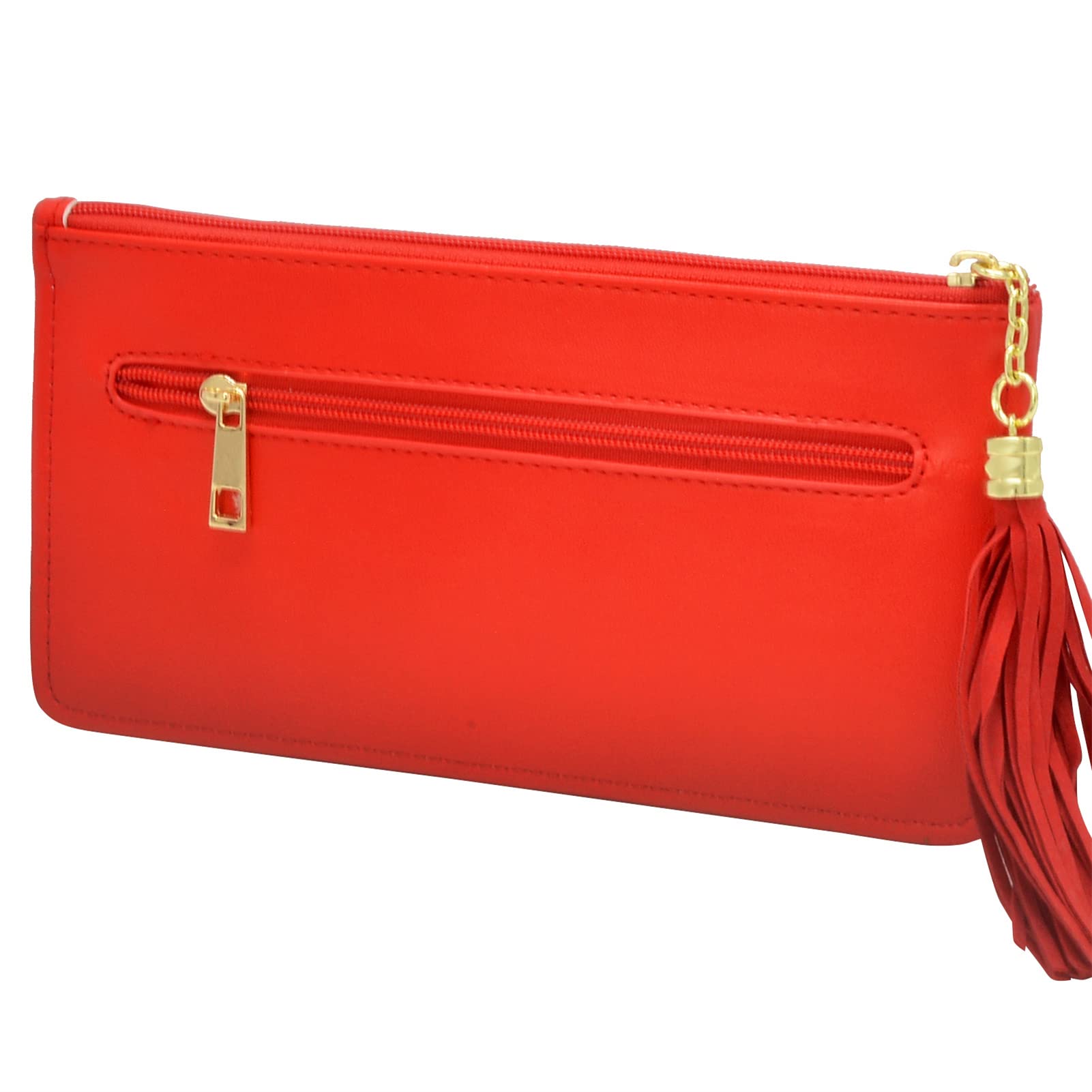 Fengshuibringluck Red Faux Leather Purse 9 Wealth Wallet Tassel Lady Purse Good Luck