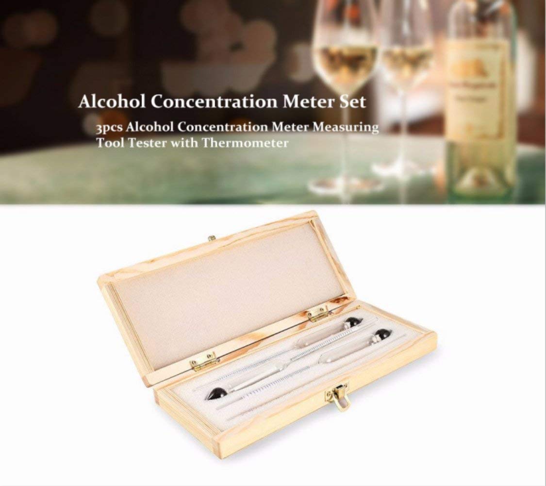 Mudent (100 Set Professional Hydrometer Alcoholmeter - 3pcs Hydrometer Alcoholmeter Set 0 to 100% Alcohol Meter Test + Thermometer for Wine Alcohol Whisky
