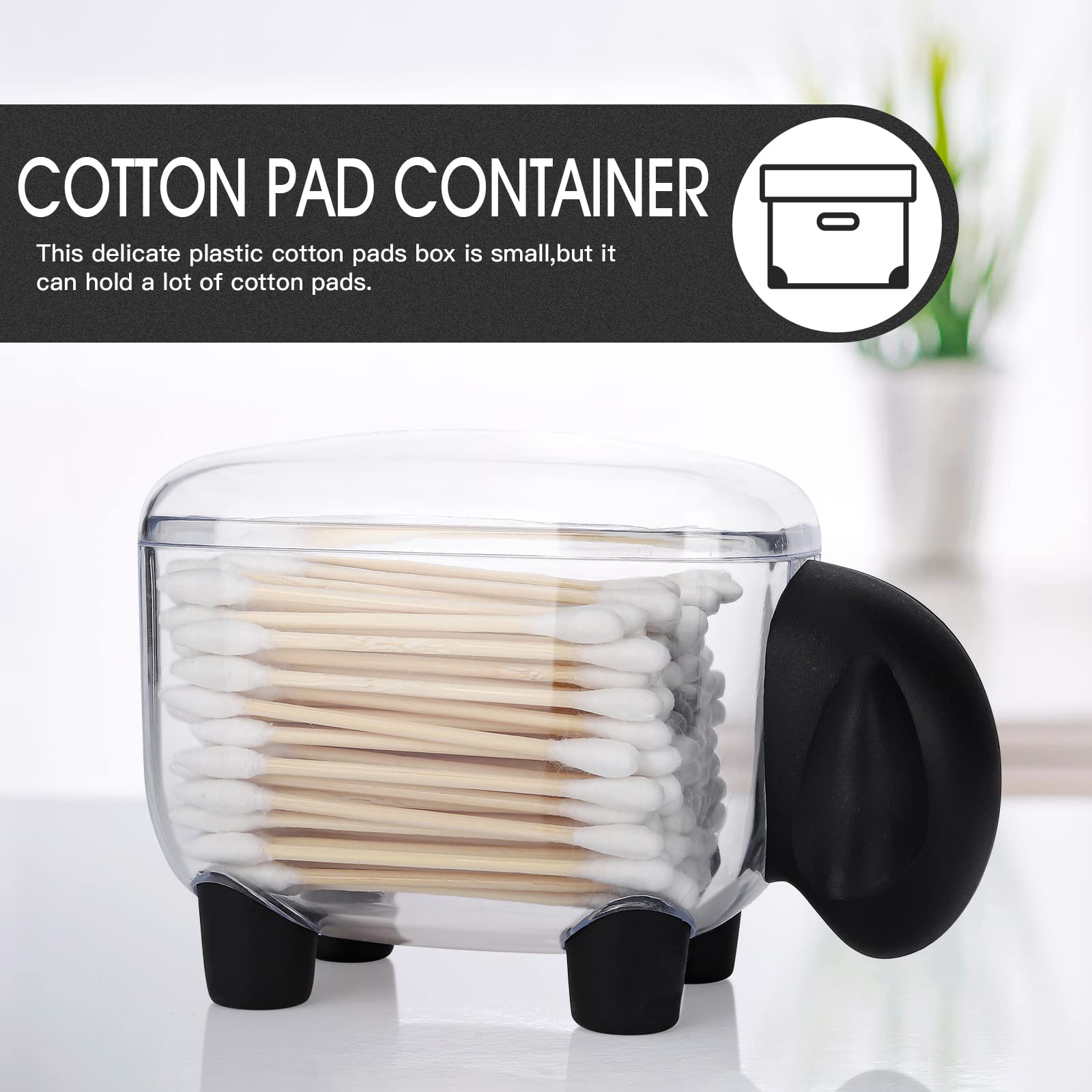 OTOSTAR 2 Pack Qtip Holder Dispenser Set with Lids Clear Plastic Apothecary Jars Vanity Makeup Organizer Storage Containers Storage Bathroom Organizer Set for Cotton Swab Ball Pads Floss (Sheep)