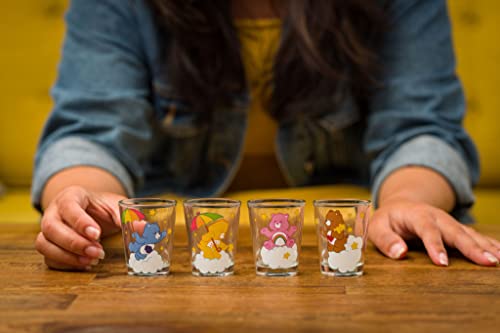Silver Buffalo Care Bears Clouds 4-Pack Mini Glass Set, 1.5 Ounces