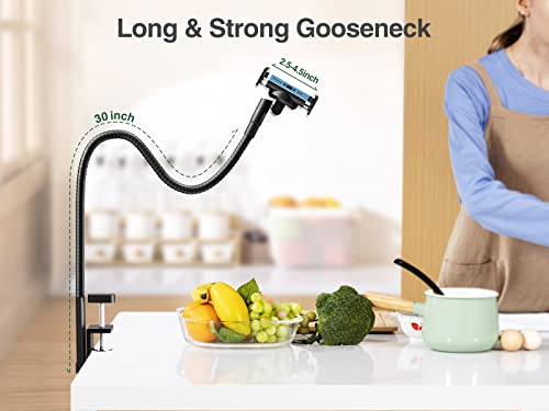 elitehood Aluminum Gooseneck Phone Holder for Bed [360° Swivel Tilt Rotation] - Long & Flexible Bed iPhone Holder, Overhead Cell Phone Mount Stand for Desk, Compatible with 4-7’’ Cellphone