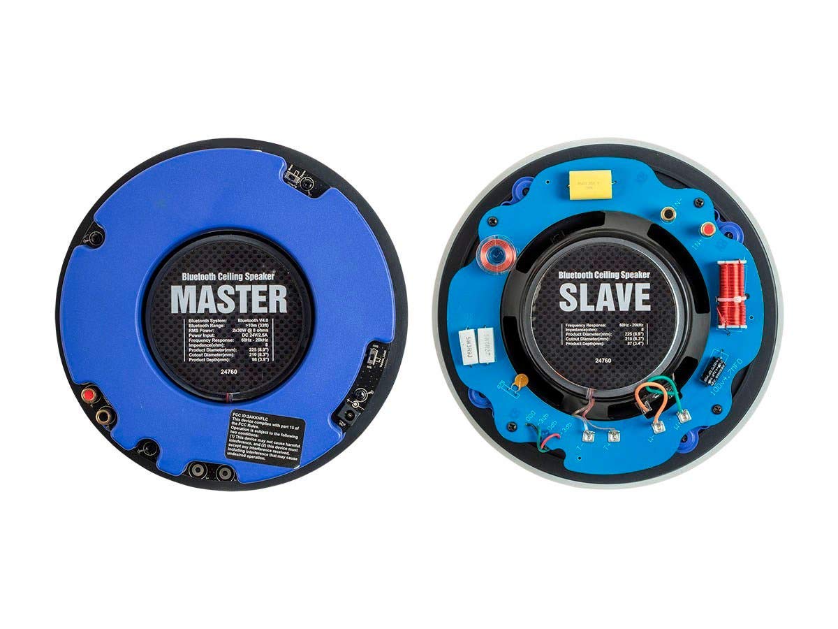 Monoprice Caliber 60-Watt Powered 6.5in Ceiling Speakers Fiber 2-Way with Bluetooth