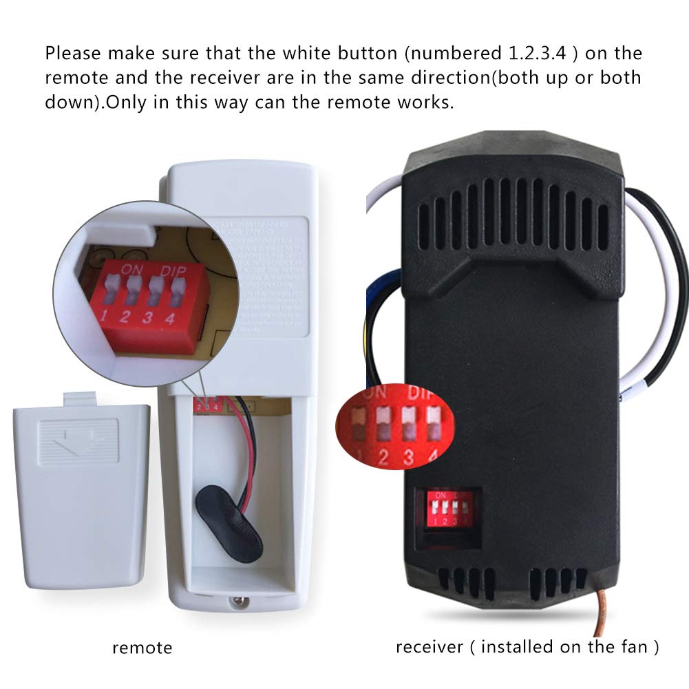 Breeze Bay Universal Ceiling Fan Remote Control and Receiver Kit Replacement of Hampton Bay Harbor Breeze Hunter UC7078T Fan-HD5 Kit, Not Dimmable