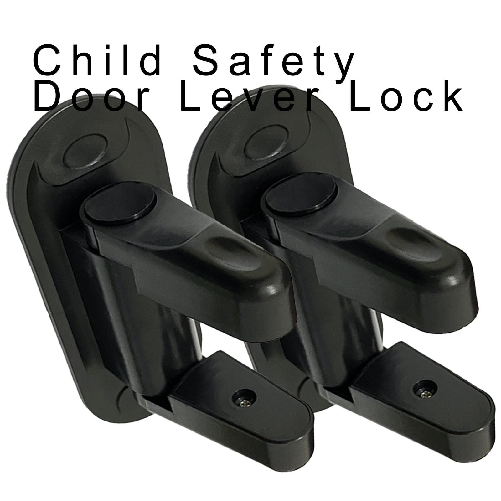 Eiarrnp Door Lever Lock Child Proof - 2 Pack Black Door Locks for Kids Safety - Childproof Door Handles Lock with Adhesive