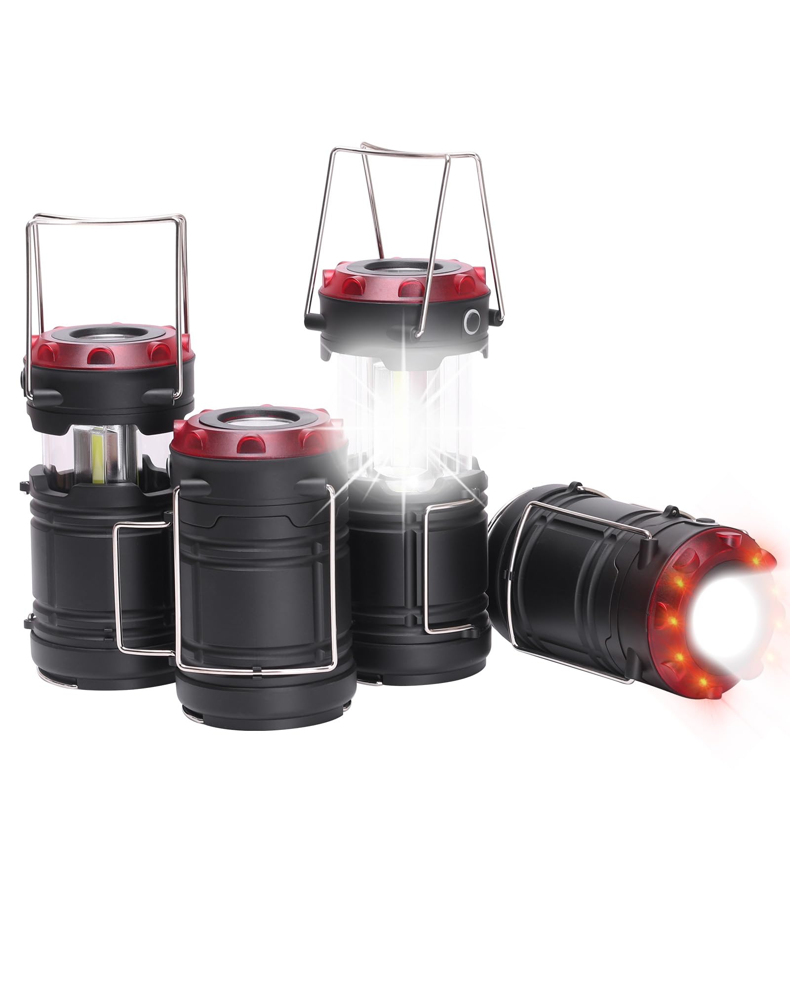 Lichamp Collapsible LED Camping Lantern, Portable Lightweight Waterproof LED Flashlight, 4 Light Modes, Survival Kits for Indoor Outdoor Home Emergency Power Outages Hiking Hurricane and More, 4 Pack