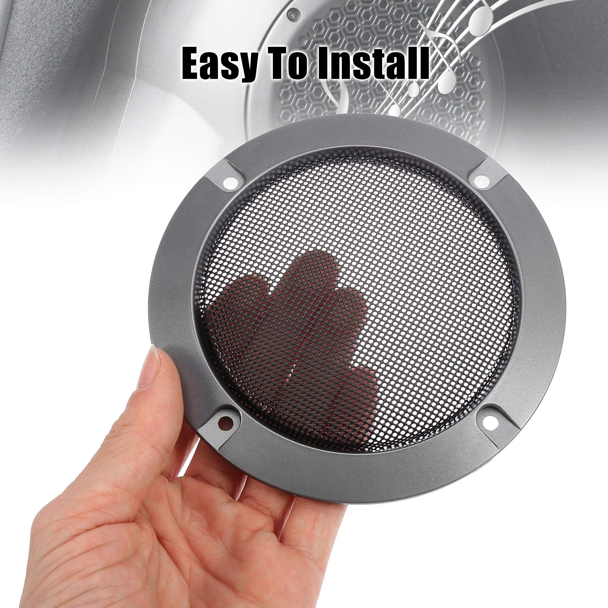 X AUTOHAUX 2pcs 3" Titanium Tone Audio Speaker Cover Mesh Subwoofer Grill Horn Glossy Guard Protector