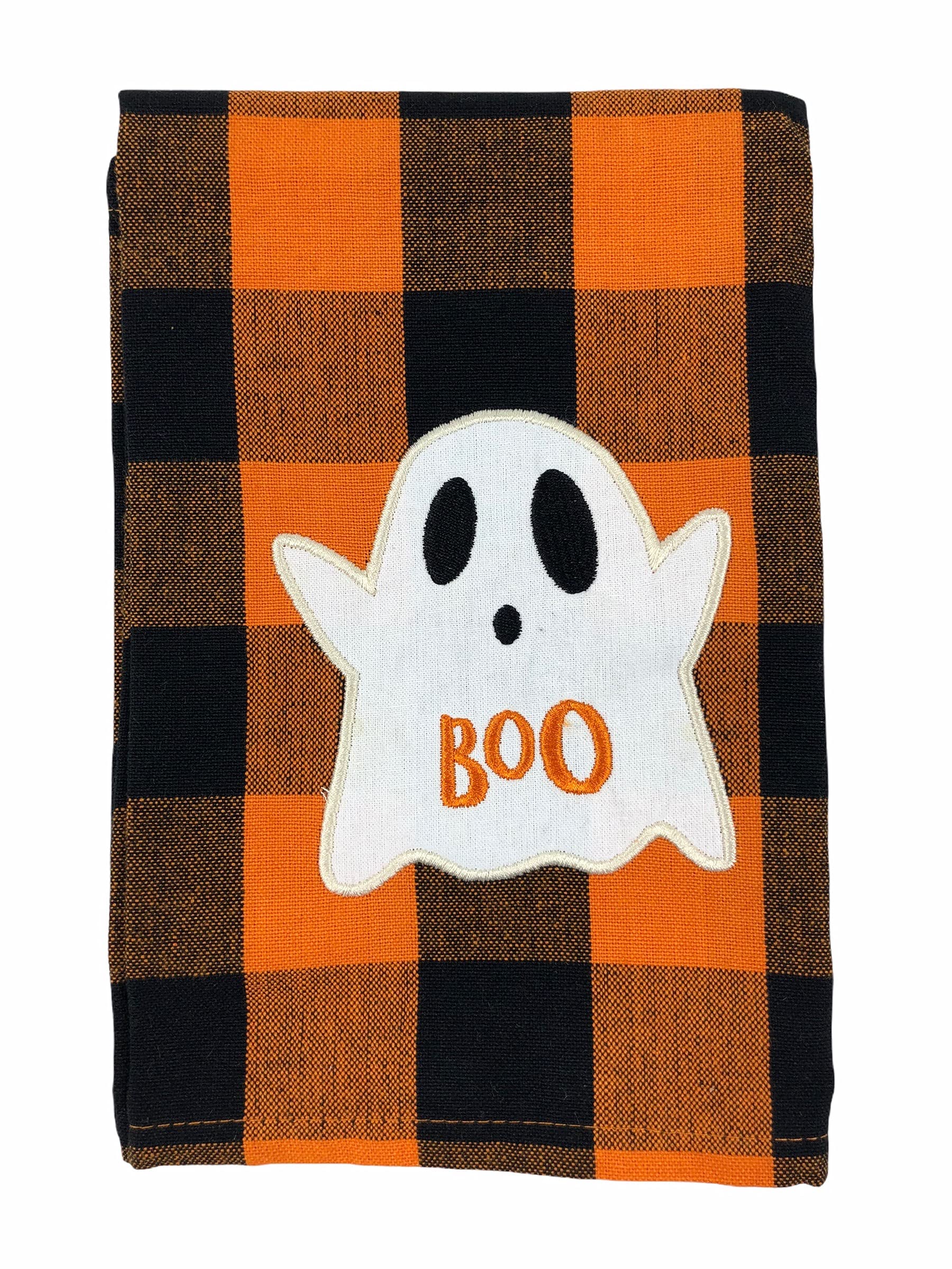 Design Imports Halloween Themed Embellished Kitchen Dish Towel Set of 3 Ghost Spider Pumpkin