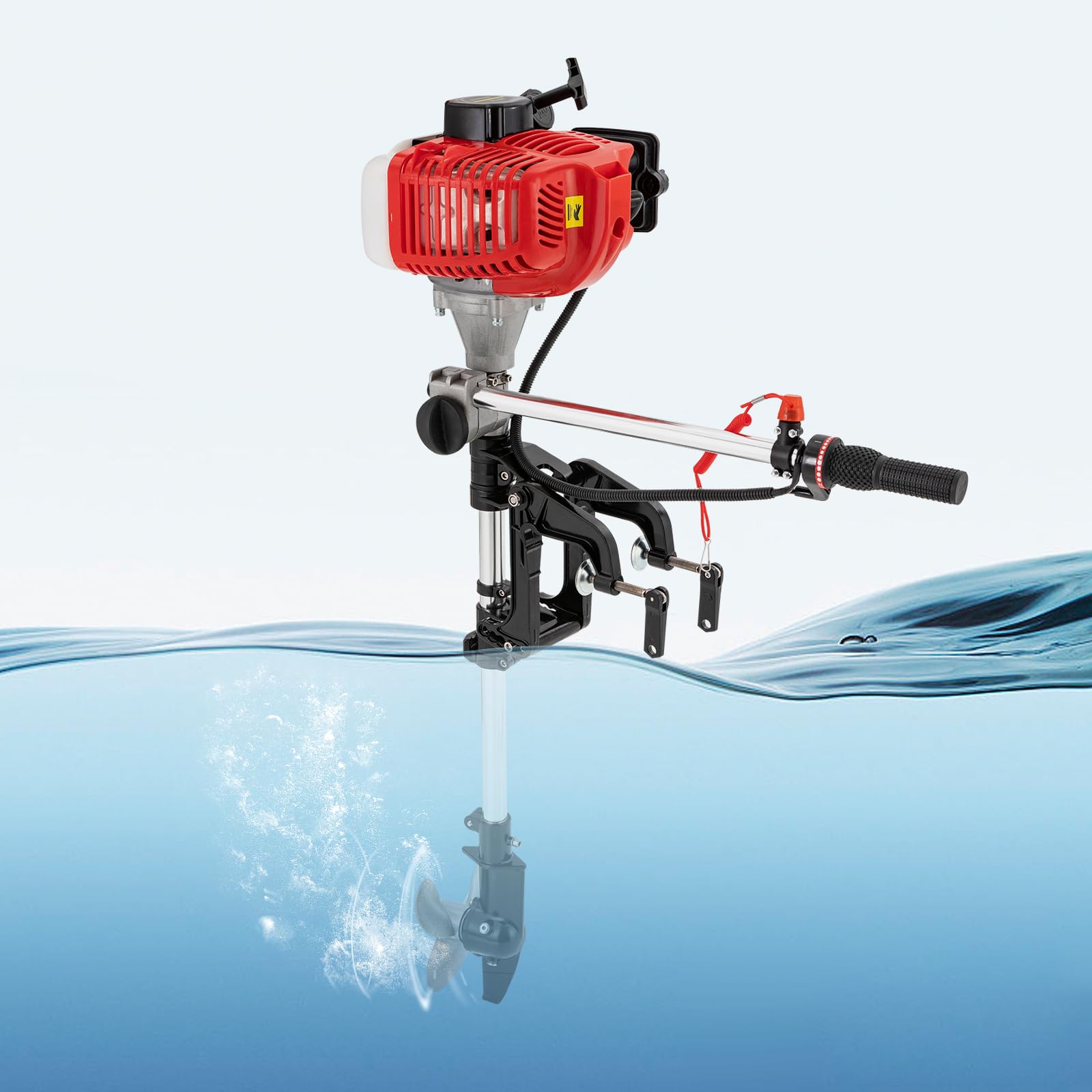 DNYSYSJ Outboard Motor Boat Engine 2 Stroke 2.5HP Superior Engine Outboard Motor Marine Boat Motor with Air Cooling System, CDI Ignition System, Manual Pull Start for Inflatable Fishing Boats