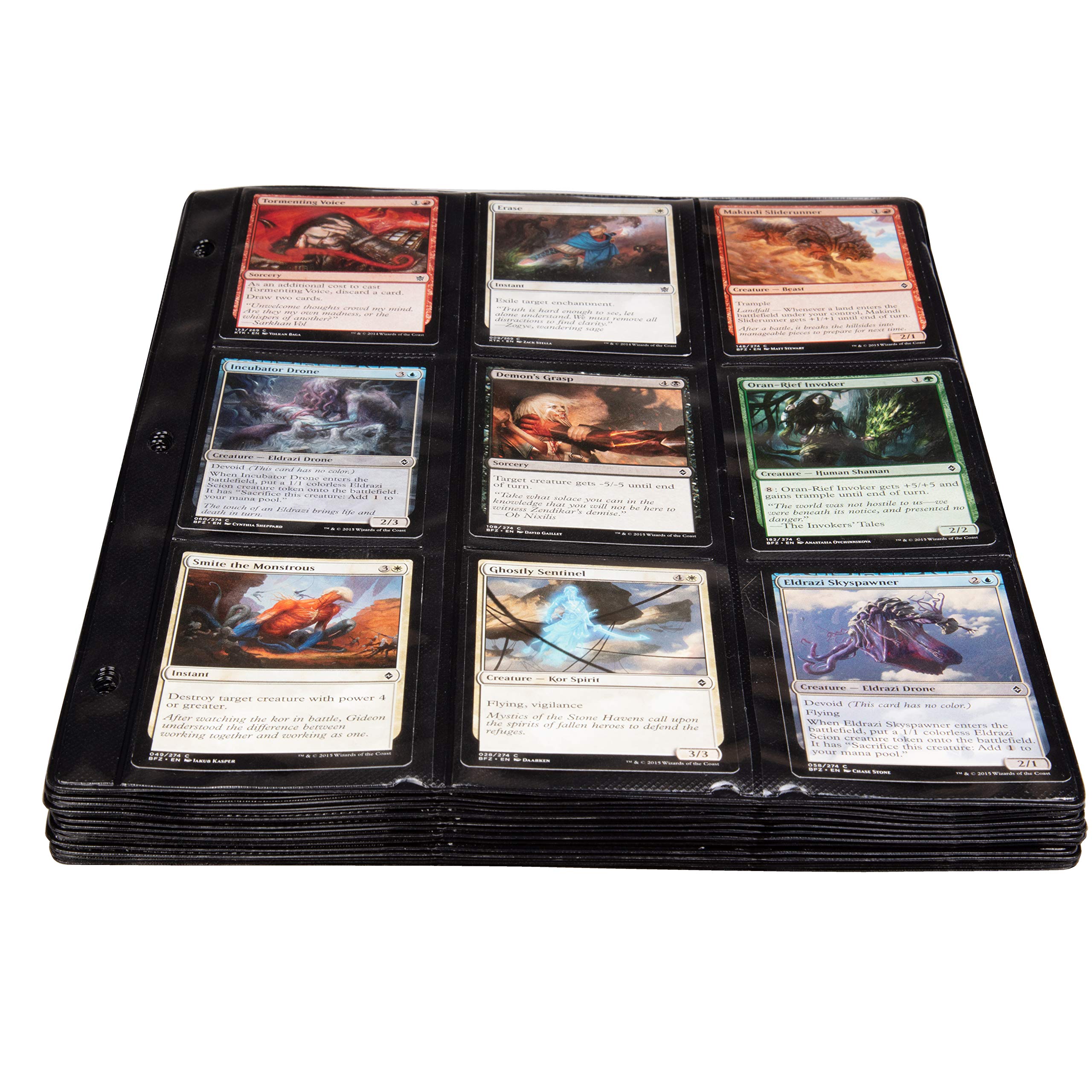 Monster 9 Pocket Trading Card Album Pages(25 Pk)- Strong Pocket for Standard 3-Ring Binder, Anti-Theft & Anti-Drop TCG Side-Loading Protector, Holds 450 Cards, Compatible w Major Brand, Christmas Gift