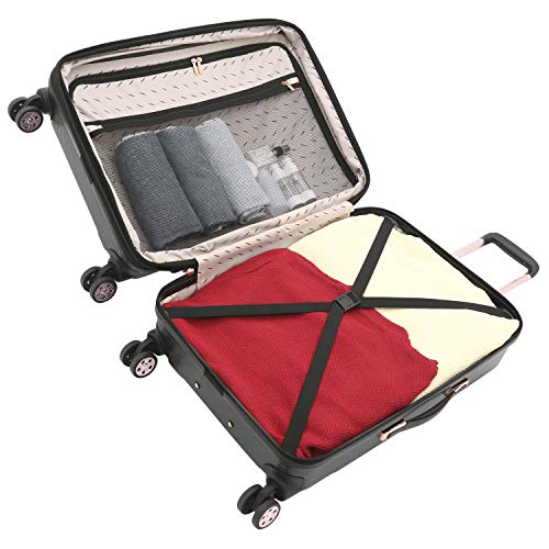 kensie Women's Dawn Hardside Spinner Luggage, Black, 3-Piece Set (20/24/28)