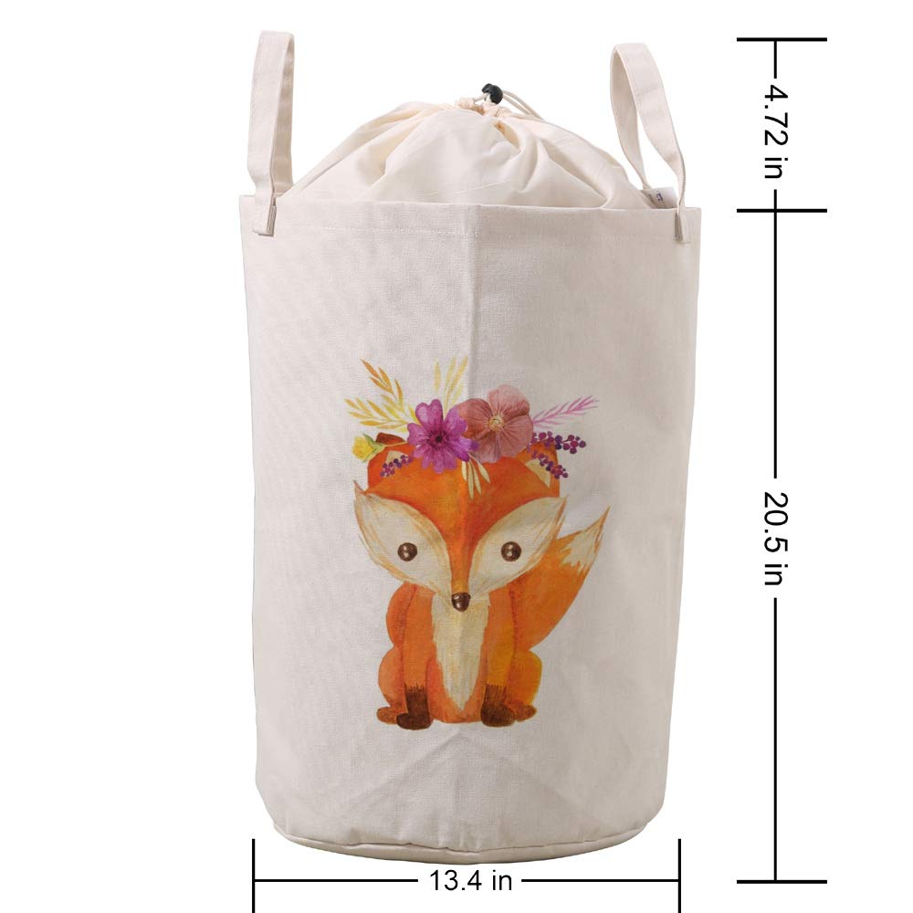 LifeCustomize Large Laundry Hamper Basket Lovely Baby Fox Clothing Storage Bins Boxes Organizer Foldable Waterproof Nursery Hamper with Handles