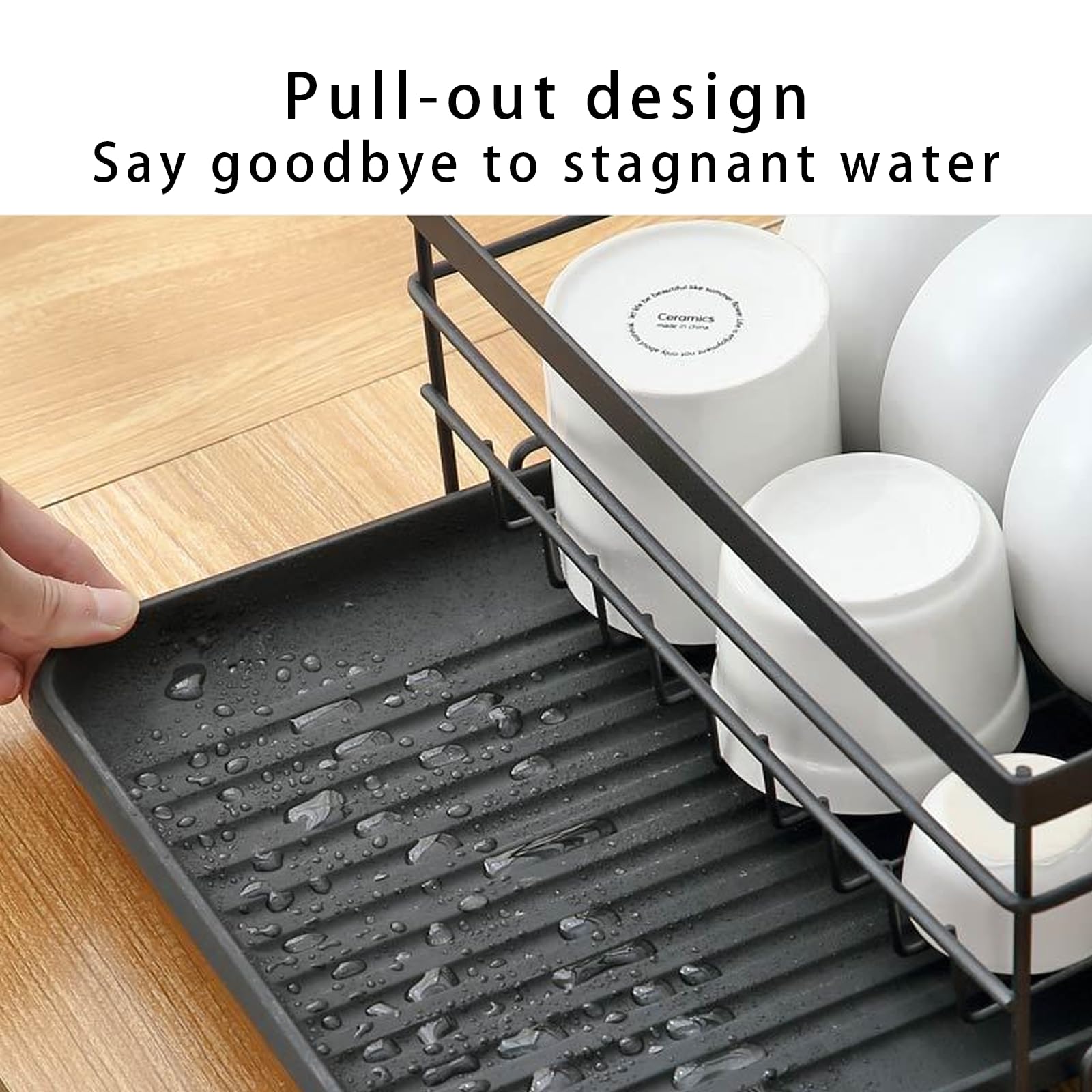 ClearTone 3 Tier Dish Drying Racks, Black Dish Drying Rack for Kitchen Counter, Stainless Steel Dish Strainers for Kitchen Counter with Drainboard Pan Slots and Utensil Holder,Black