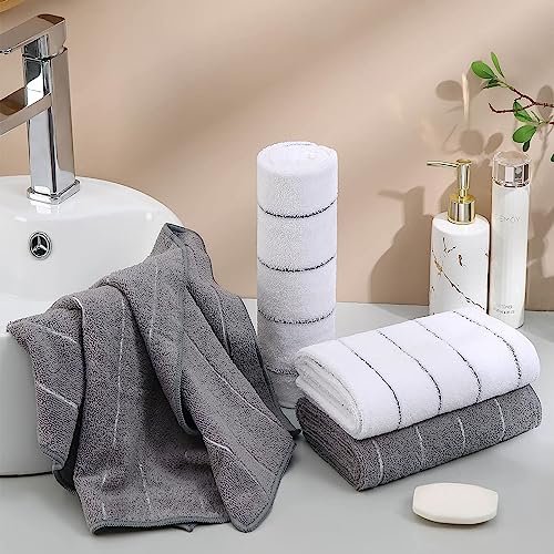 Vnoss 6 Pack Hand Towels β Super Absorbent, Fast Drying, Premium Microfiber Bathroom Towel - Multipurpose for Hotel, Travel, Sports, Spa Hand Towel 16 x 28 Inches - Gray