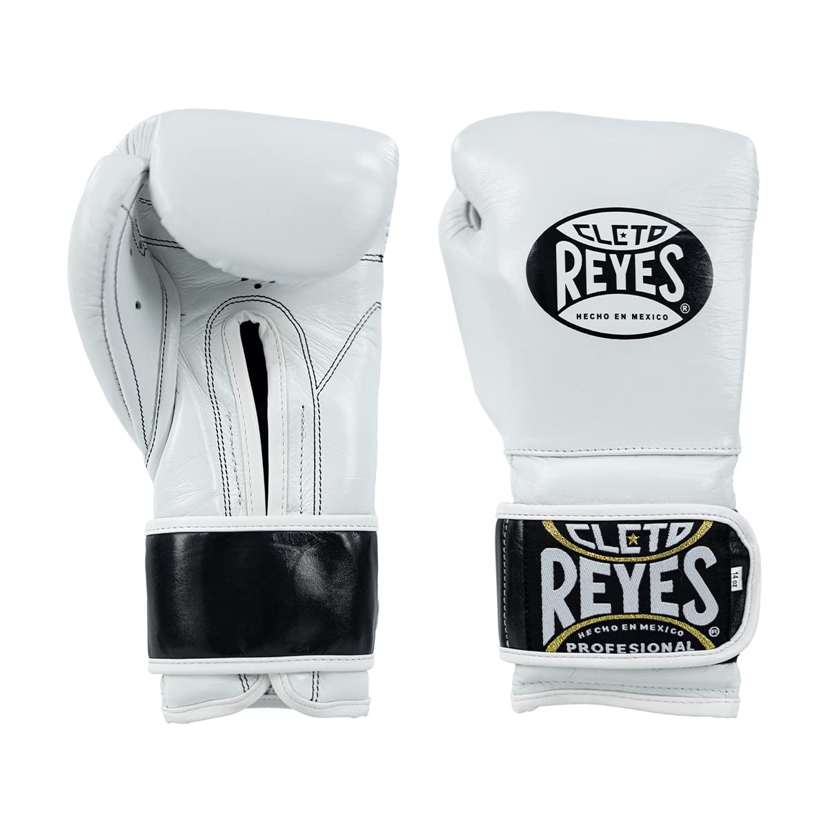 Cleto Reyes Hook and Loop Boxing Training Gloves, White, 14 OZ