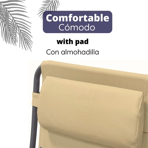 Elly Décor Adjustable Steel Mesh Zero Gravity Recliner with Pillows and Canopy, Lockable Anti-Slip Design, Folding Patio Beach Chair, Comfortable Seat for Outdoor Tanning, Patio Beach Recliner Chair
