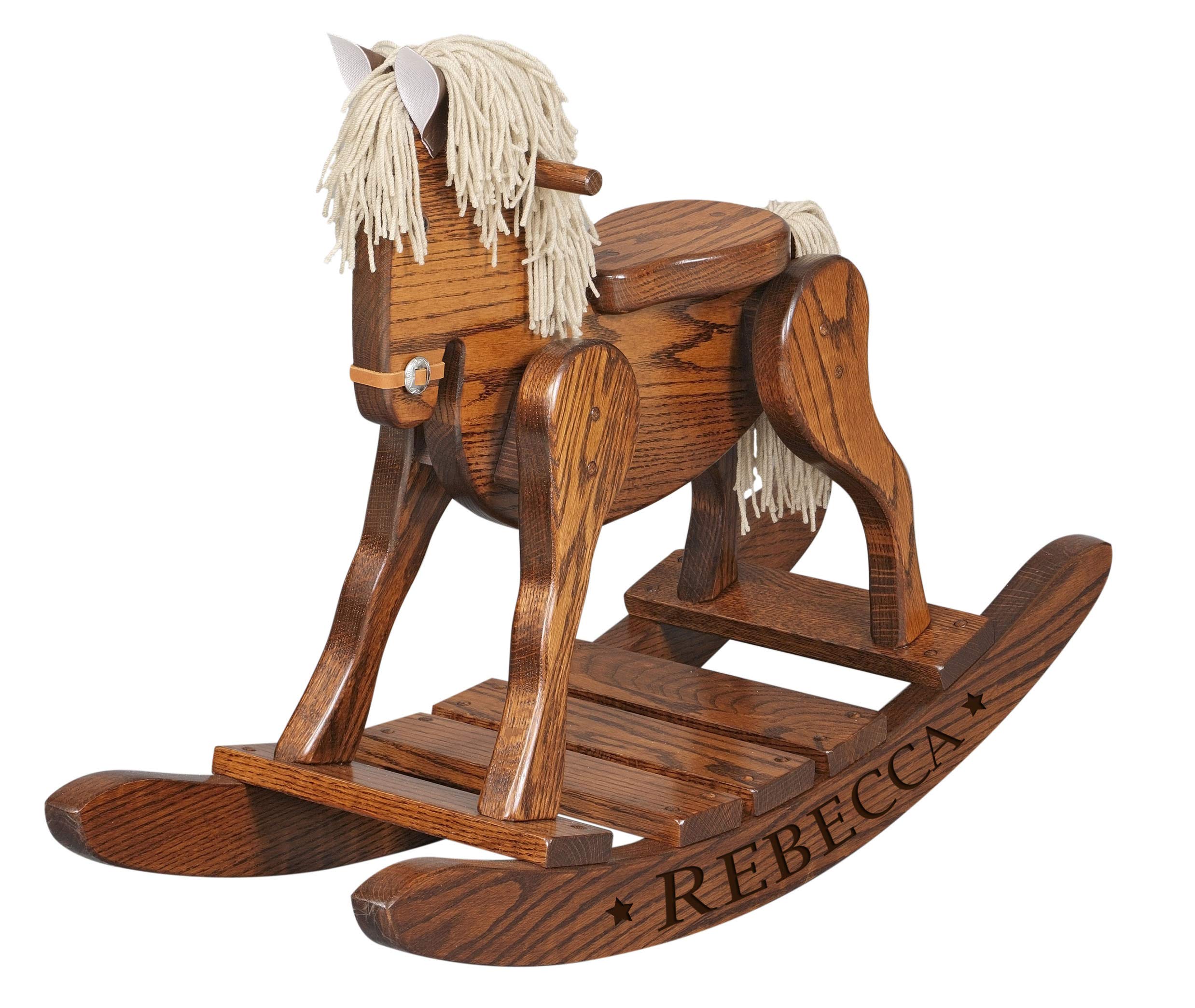 LifeSong Milestones Personalized Solid Oak Wooden Rocking Horse Butterfly Toy for Toddlers Children and Kids Housewarming Nursery Gift Handcrafted in The USA Size: Measures 34" L x 11.5" W x 24" H