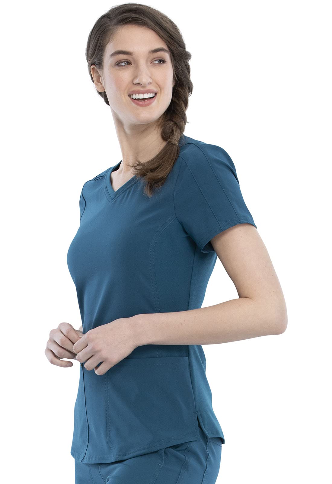 Cherokee iFlex Women's V-Neck Scrub Top, CKK817, Caribbean Blue, 3XL