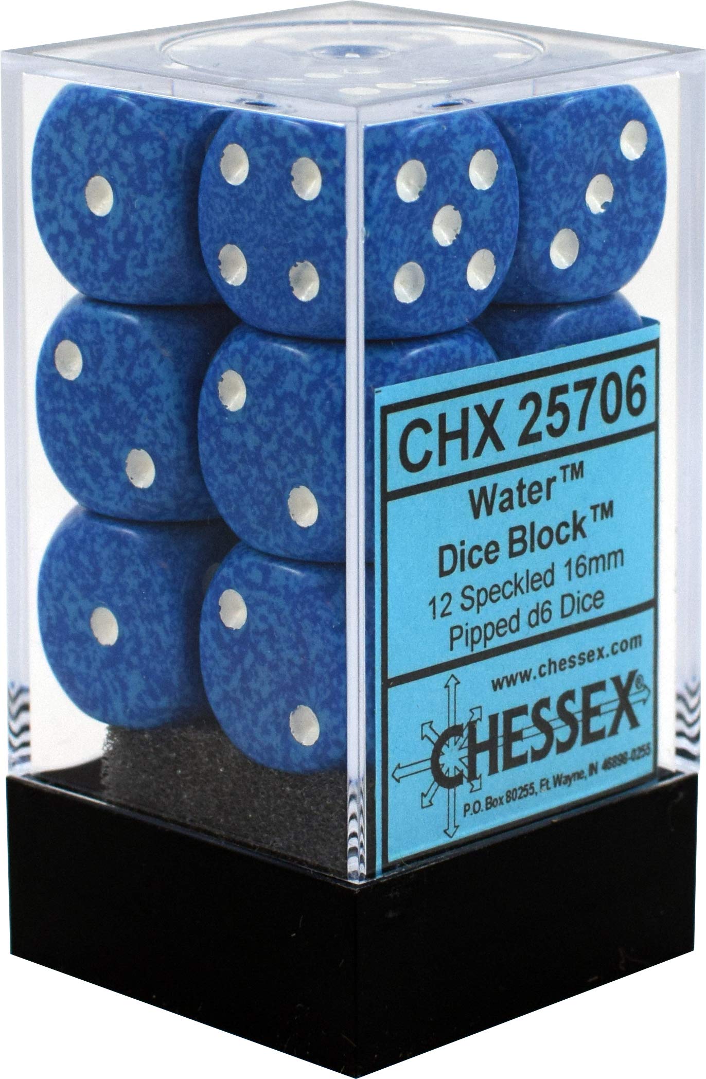 Water Speckled 6 Sided 16mm Dice Block (12-Dice)