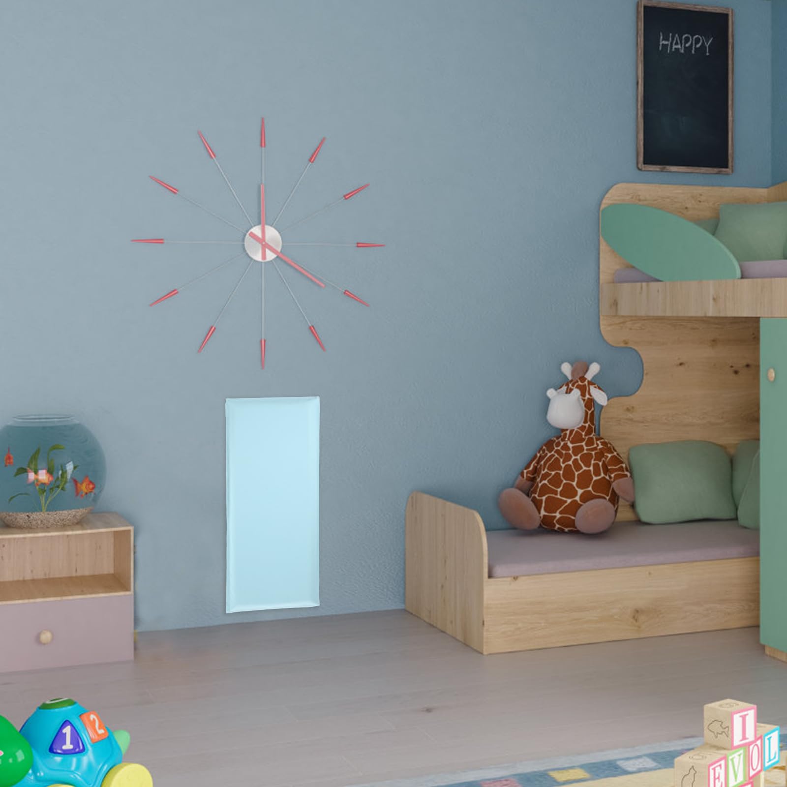 DECHOUS 3D Anti-Collision Wall Padding for Kids, 5Pcs Upholstered Wall Panels, Peel and Stick Headboard Panels Nursery Playroom Soft Wall Padded for Kids Room Wall Protection