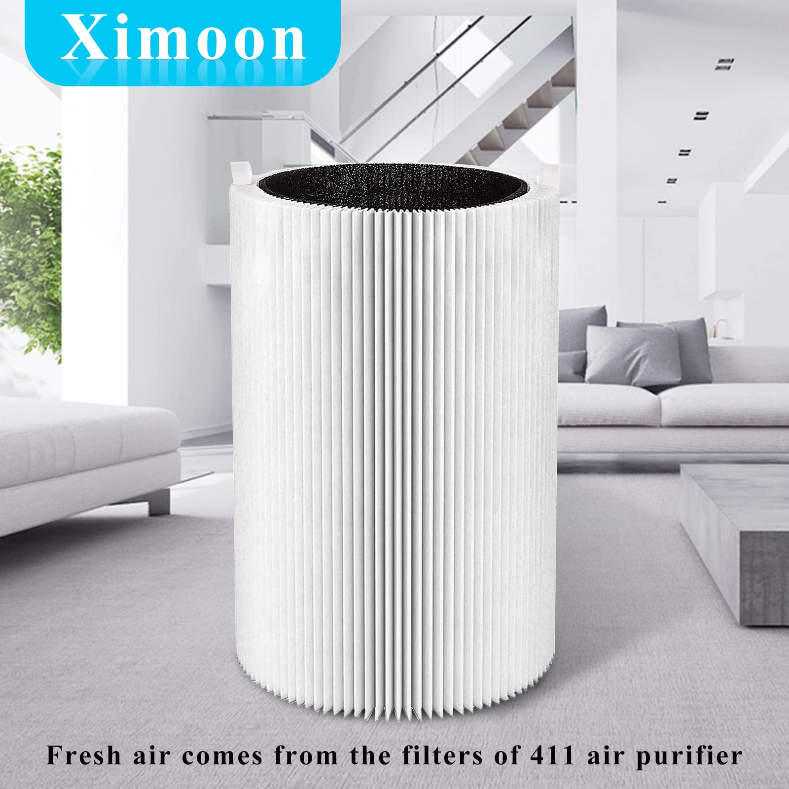 Ximoon 2 Pack 411 Replacement Filter for Blueair Blue Pure 411 Air Purifier, Fits Blue Pure 411, 411+, 411 Auto & MINI Air Purifiers