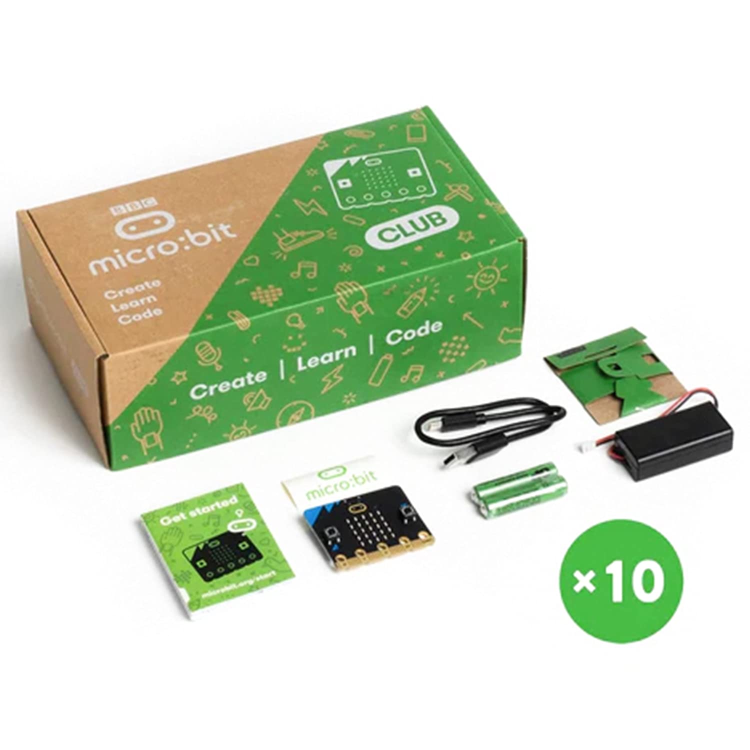 ELECFREAKS microbit V2.2 Club Kit (10 Pack microbit v2.2 go kit) Programming Development Board STEM Pocket-Sized Micro:bit V2 Computer,Built-in Touch Sensitive Logo,Speaker and Microphone