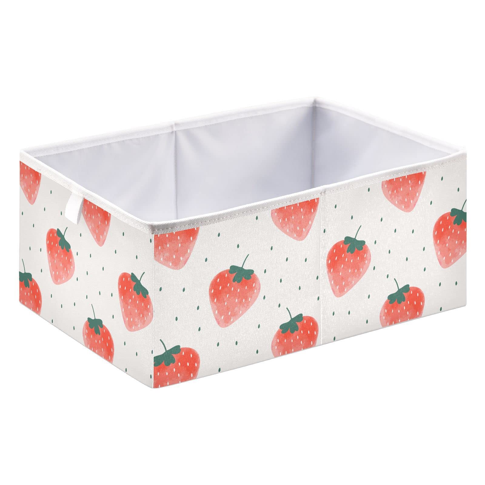 Vnurnrn Kawaii Strawberry Cube Storage Bins, Collapsible Storage Box with Support Board, Foldable Fabric Baskets for Shelf Closet Cabinet 11.02×11.02×11.02 in