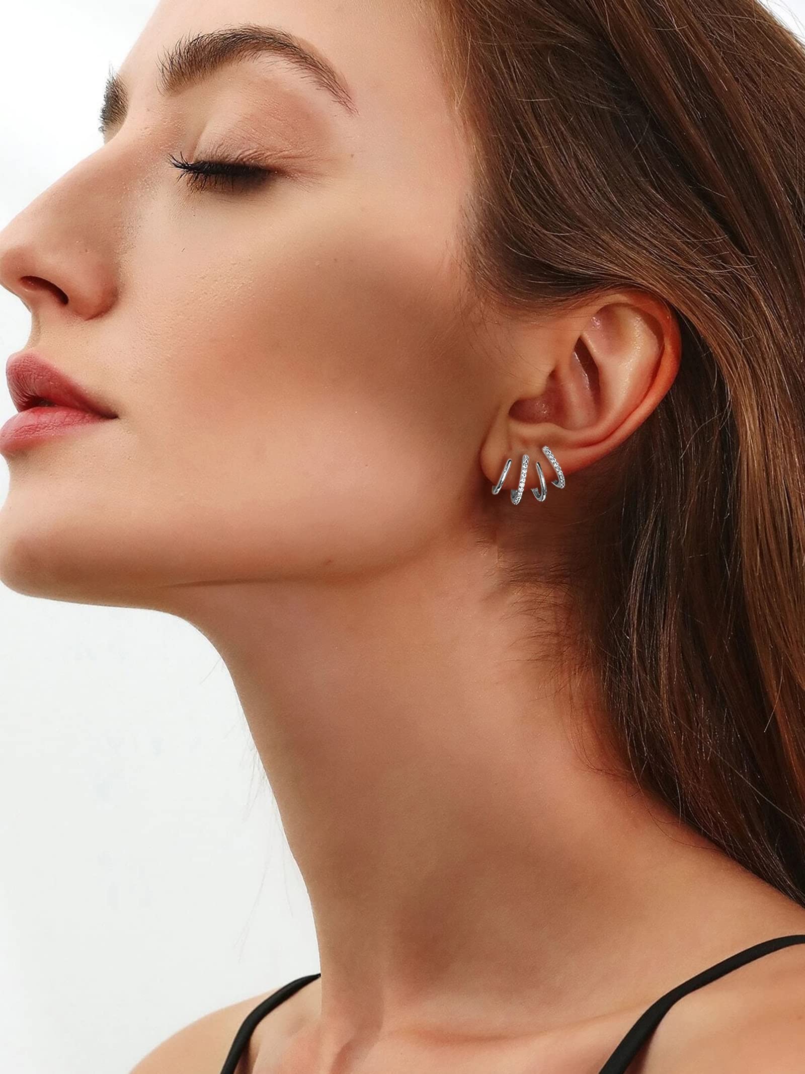 Claw Earrings for Women Gold Plated Ear Cuff Earrings Double Hoop Huggie Earrings for Single Piercing
