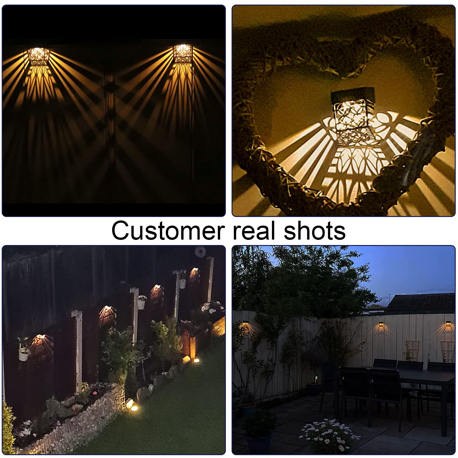 UNIFUN Solar Fence Lights, Solar Decorative Garden Lights, Waterproof Wireless Outdoor Lights for Garden, Fence, Patio Use (8Pack)