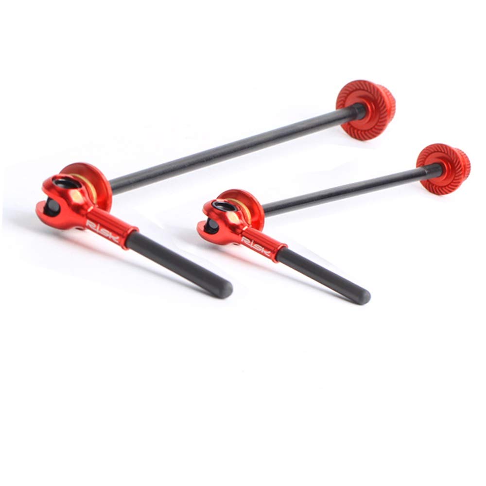 CYCEARTH 40.35g Titanium Bicycle QR Skewer lever MTB Road Bike Wheel Hub Ultralight Ti-Axis Carbon Fiber Handle Quick Release Skewer (Red)