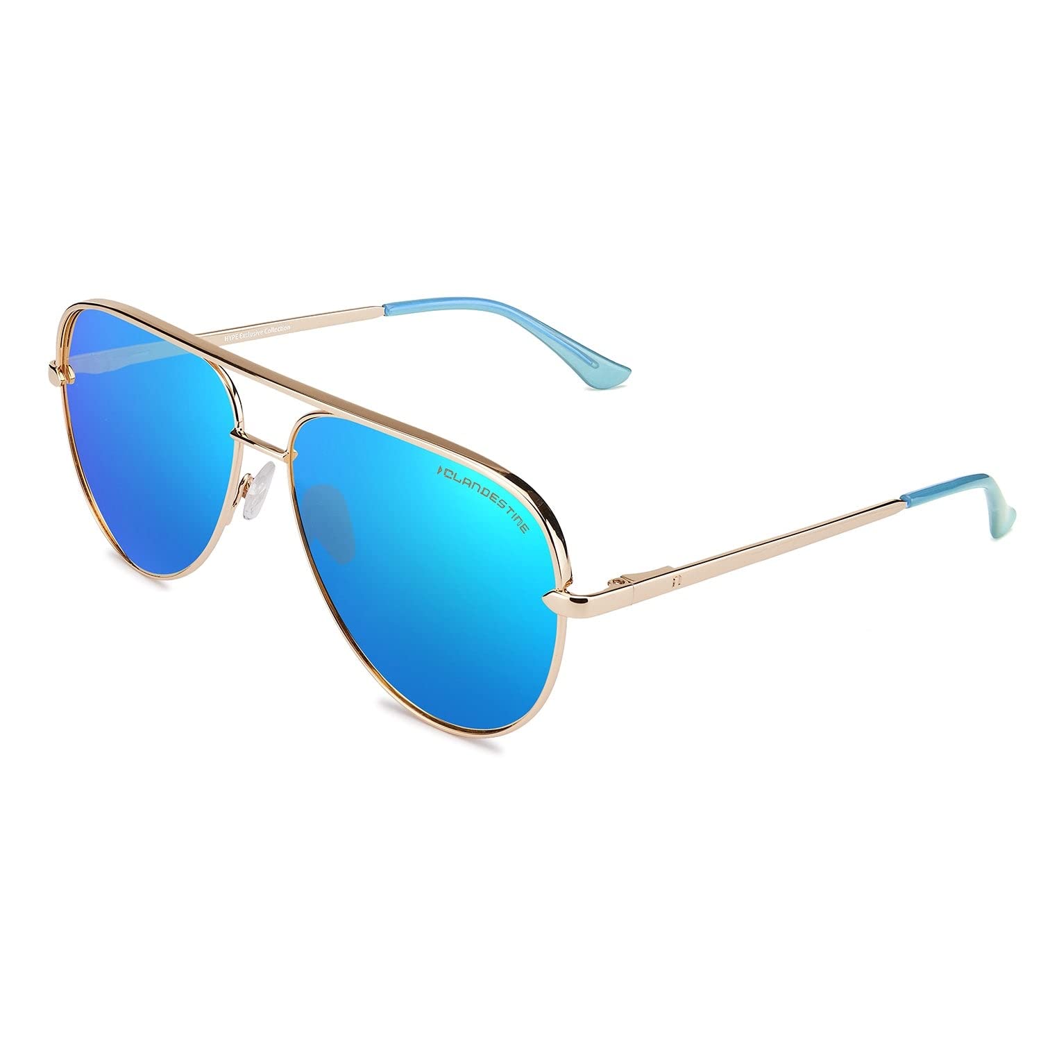 CLANDESTINE Panorama Gold Light Blue by HYPE - Nylon HD Men & Women Sunglasses